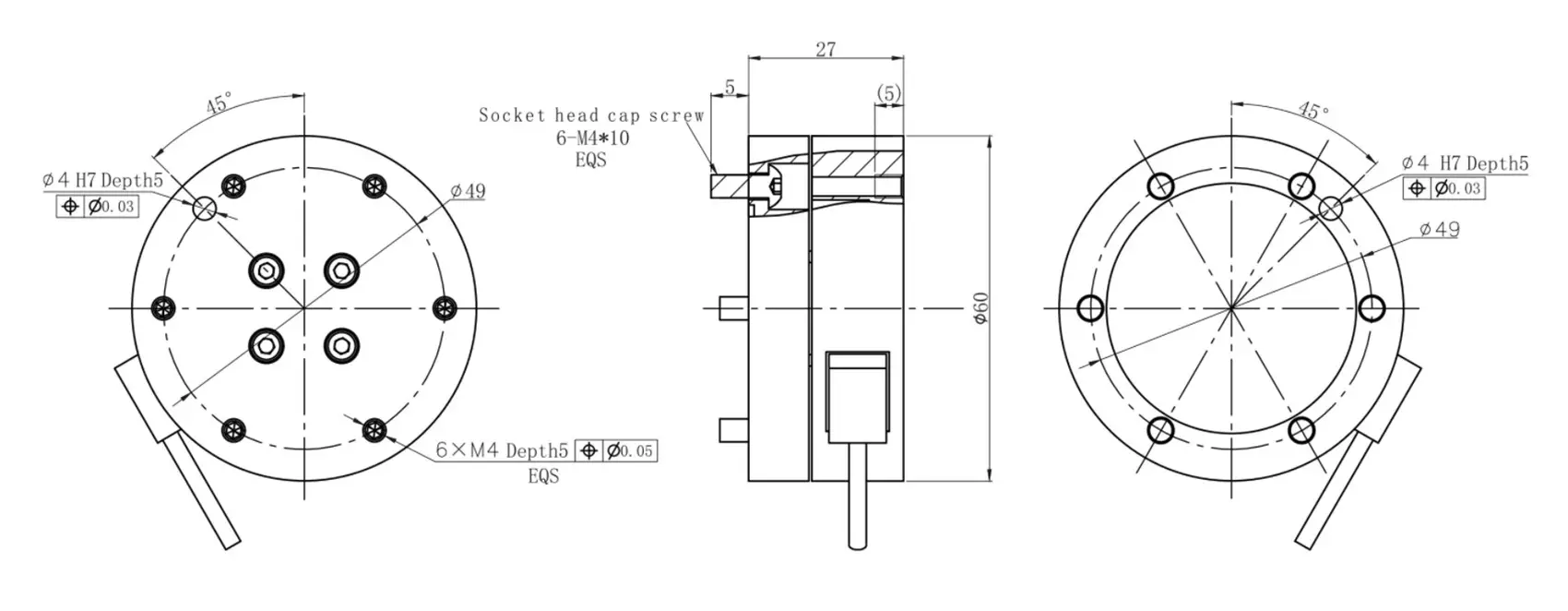 6-axis Force Sensor X-6A-D60-H27 for Accurate Measurements - XJCSENSOR