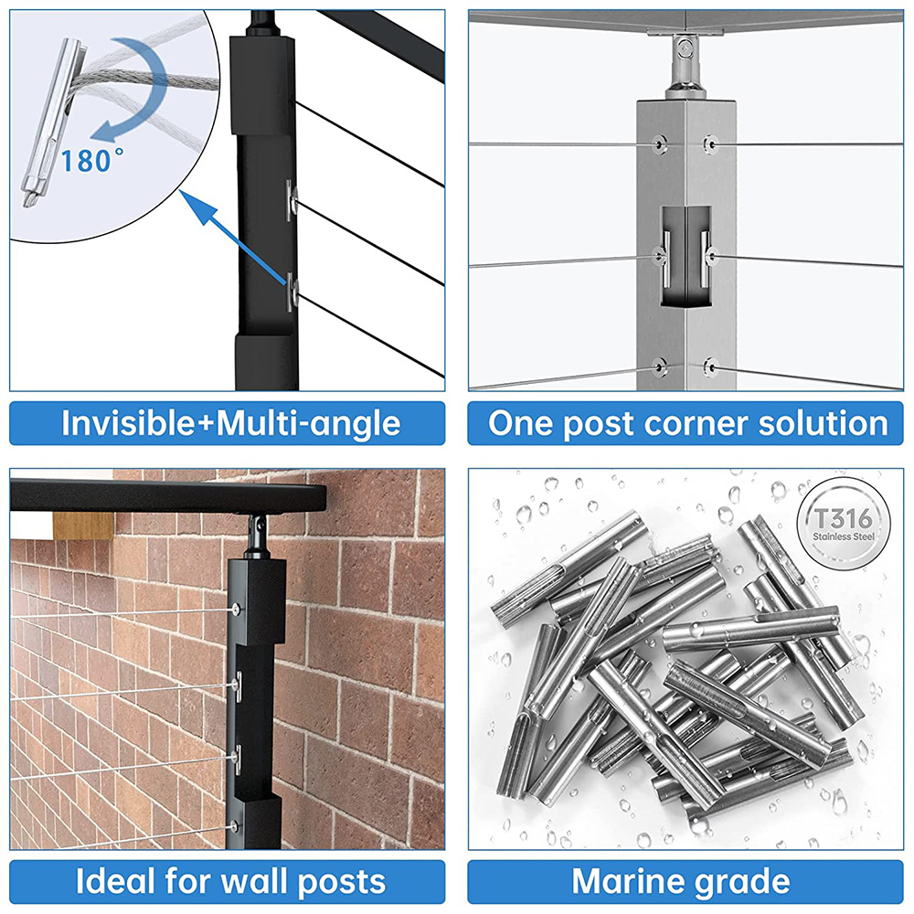 T316 Stainless Steel Invisible Cable Railing Kit 1/8" Invisible ...